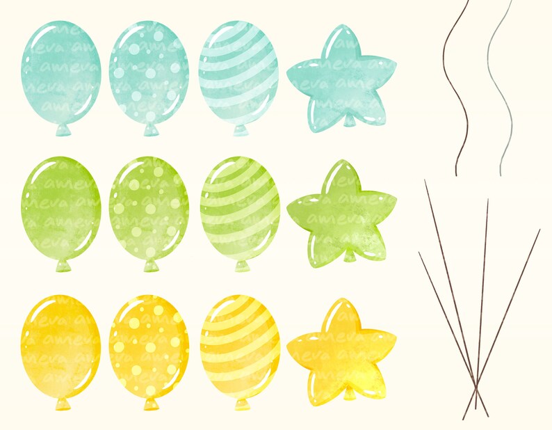 Birthday Party Balloons Clipart Colorful Party Commercial Use PNG Files ...