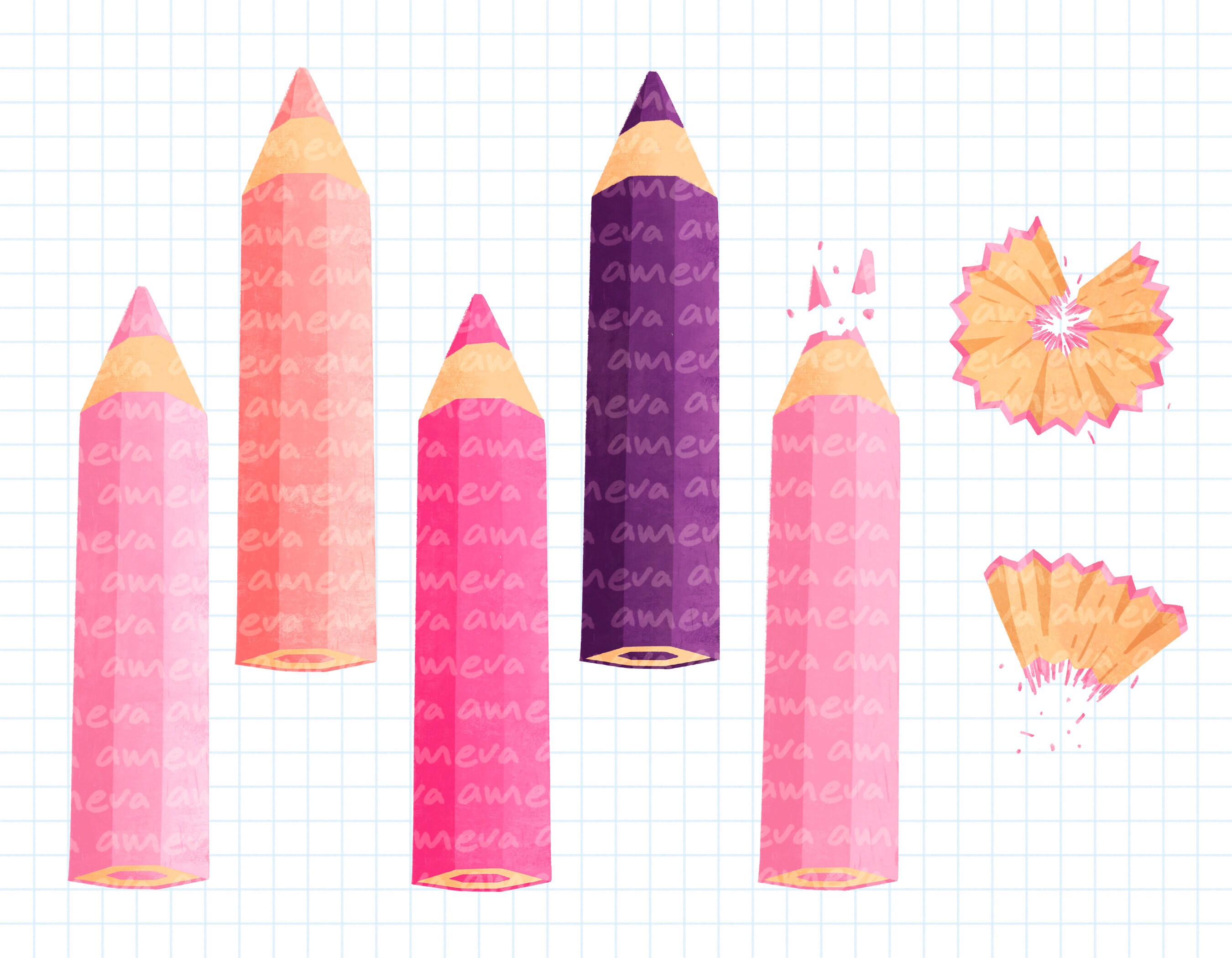 Colored Pencils Clipart Set Back to School Supplies Bundle Rainbow ...