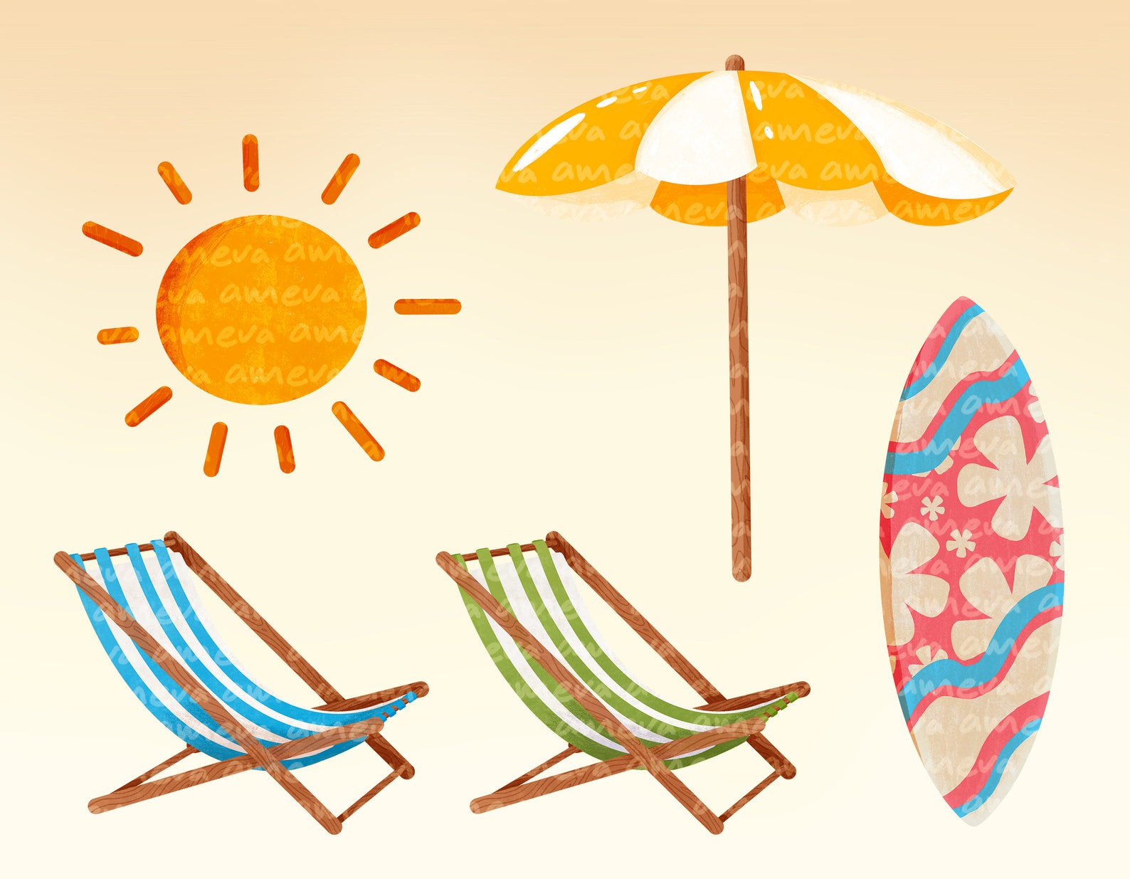 Summer Clipart Digital Download Tropical Beach Vacation Bundle - Etsy