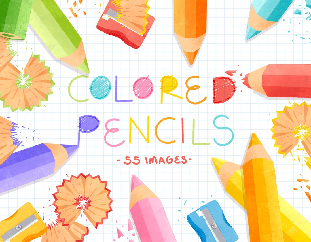 Colored Pencils Clipart Set Back to School Supplies Bundle Rainbow ...