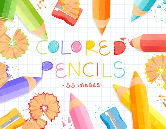Colored Pencils Clipart Set Back To School Supplies Clipart | Etsy
