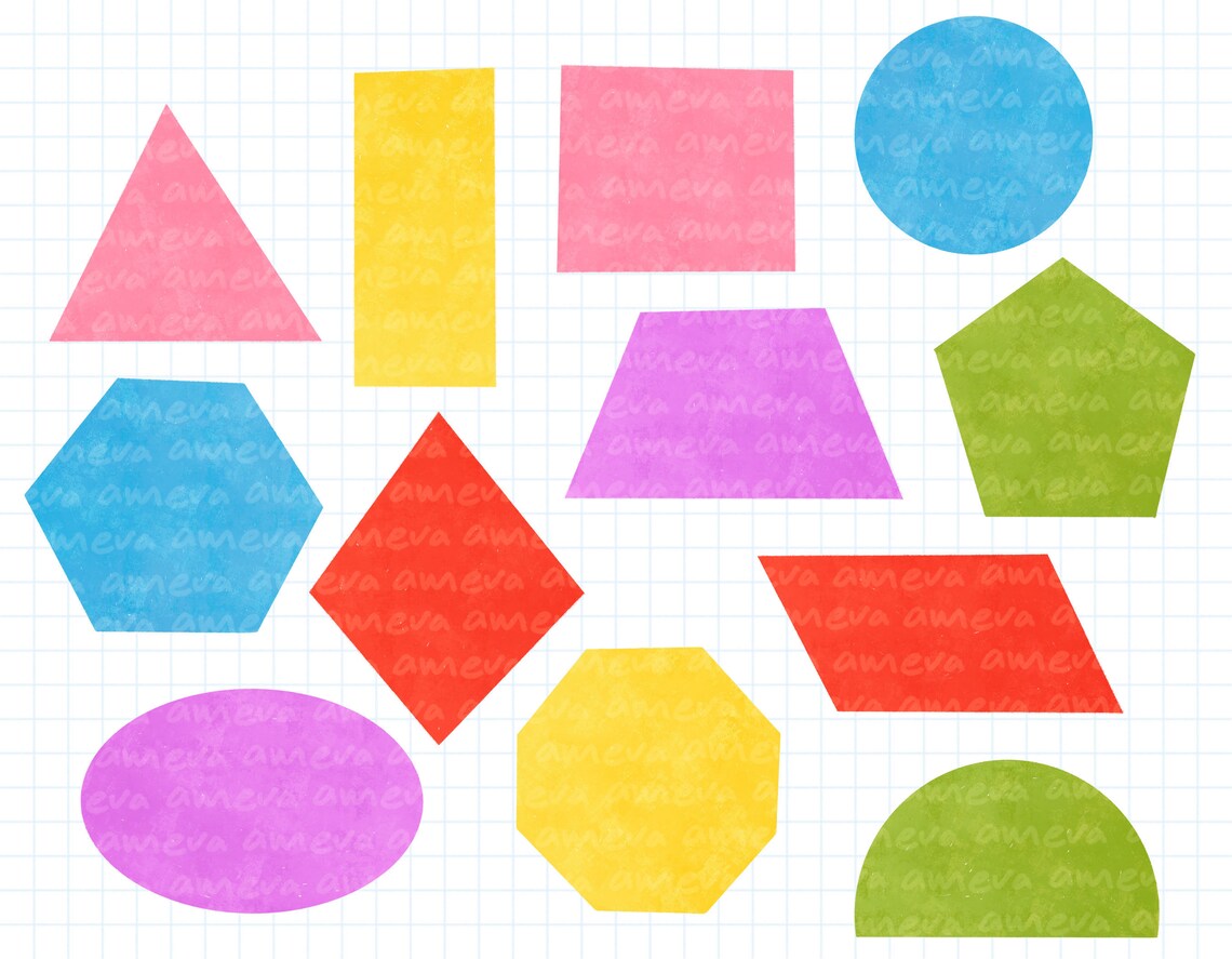Rainbow 2D Shapes Digital Download Circle Rectangle Triangle Square ...