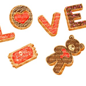 Valentine's Day Cookie Clipart Love Sugar Cookies Valentines PNG Files ...