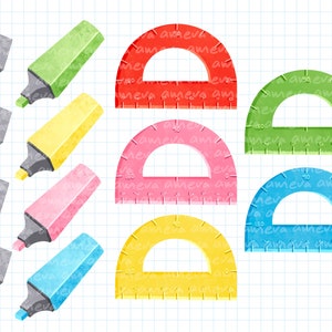 Back to School Supplies Clipart School Teacher Clip Art Set Rainbow ...