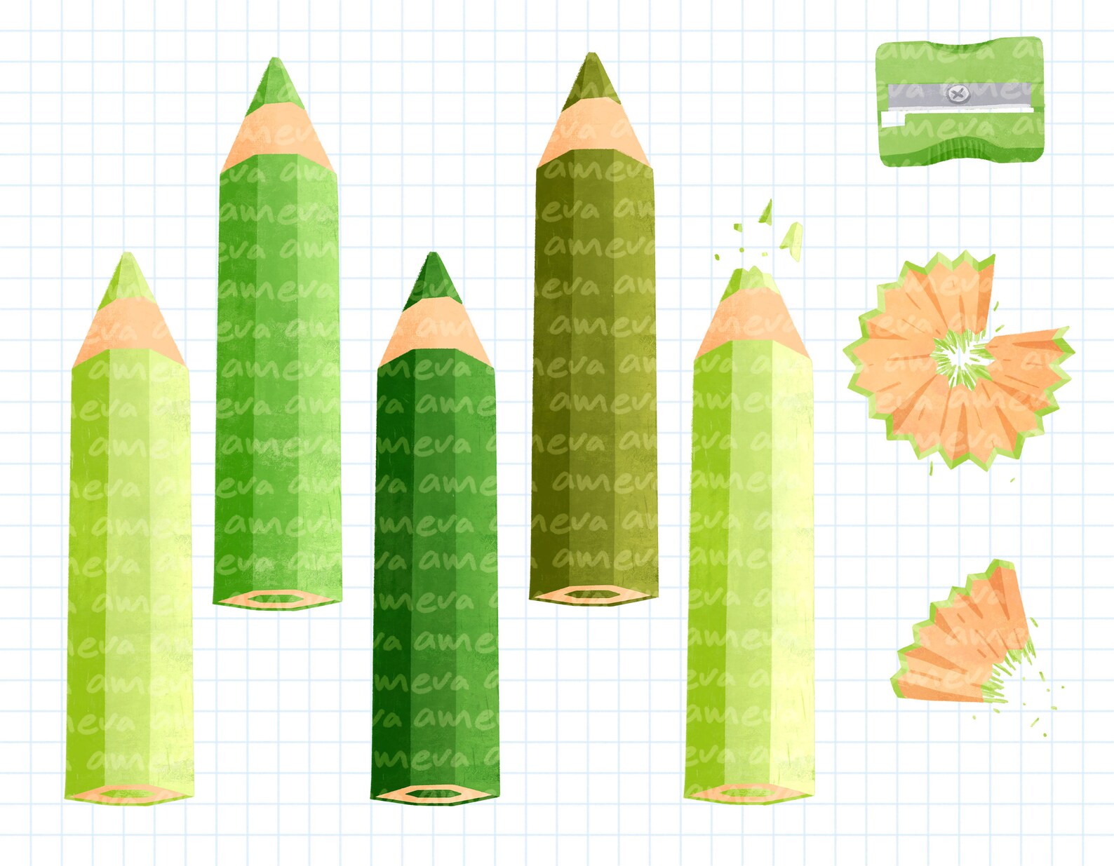 Colored Pencils Clipart Set Back to School Supplies Bundle Rainbow ...