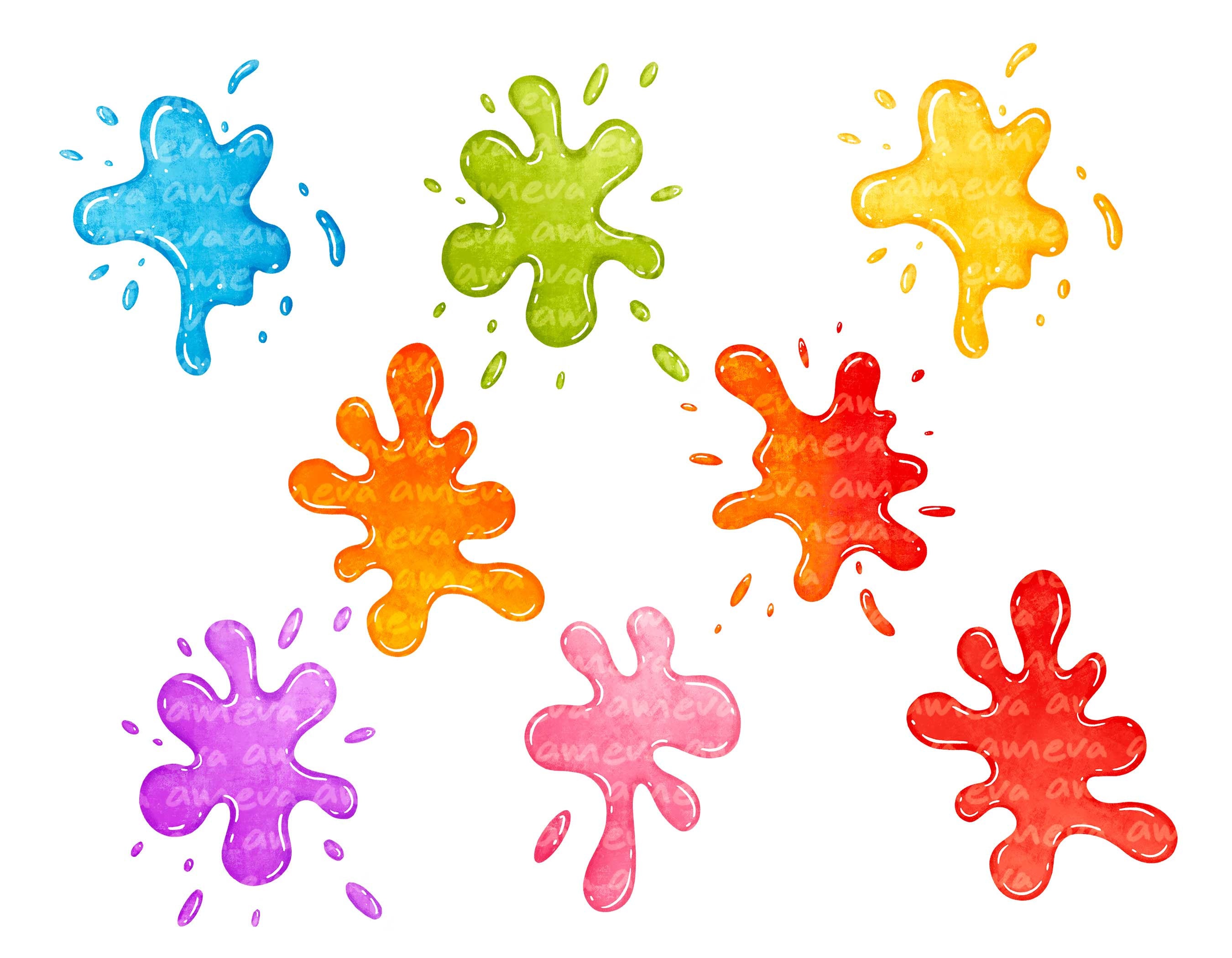 Paint Splats Clipart Rainbow Paint Bundle Painting Clipart Color Paint ...