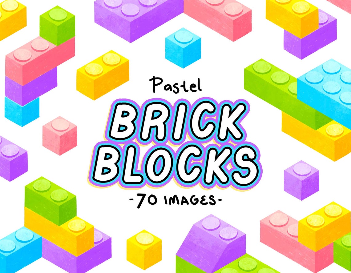 Pastel Brick Blocks Clipart Plastic Building Bricks Kids Toys PNG Files ...