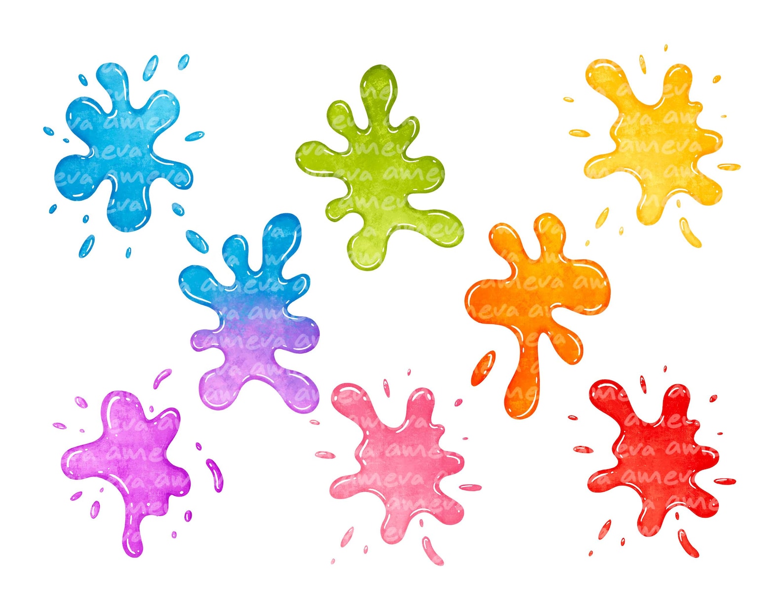 Paint Splats Clipart Rainbow Paint Bundle Painting Clipart Color Paint ...