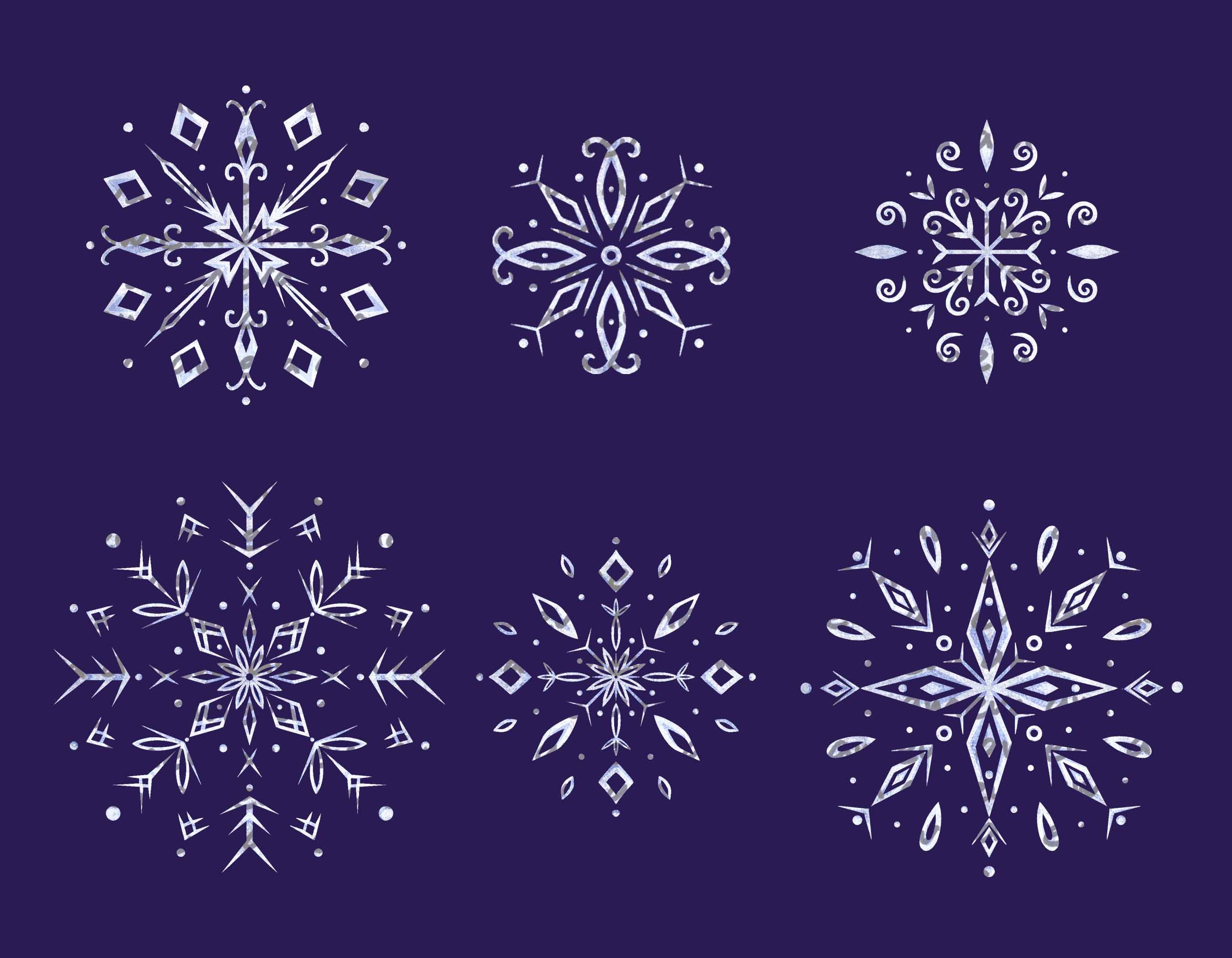 Silver Snowflakes Clip Art Snowy Christmas Winter Clipart Bundle ...