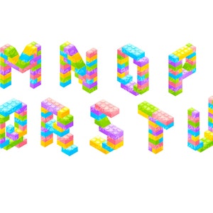 Pastel Brick Block 3D Letters Clipart Plastic Building Bricks Alphabet ...