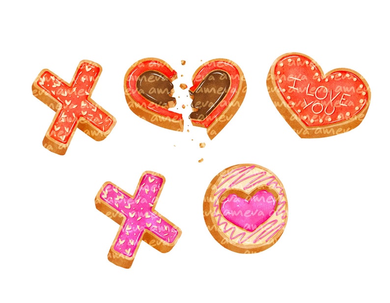 Valentine's Day Cookie Clipart Love Sugar Cookies Valentines PNG Files ...
