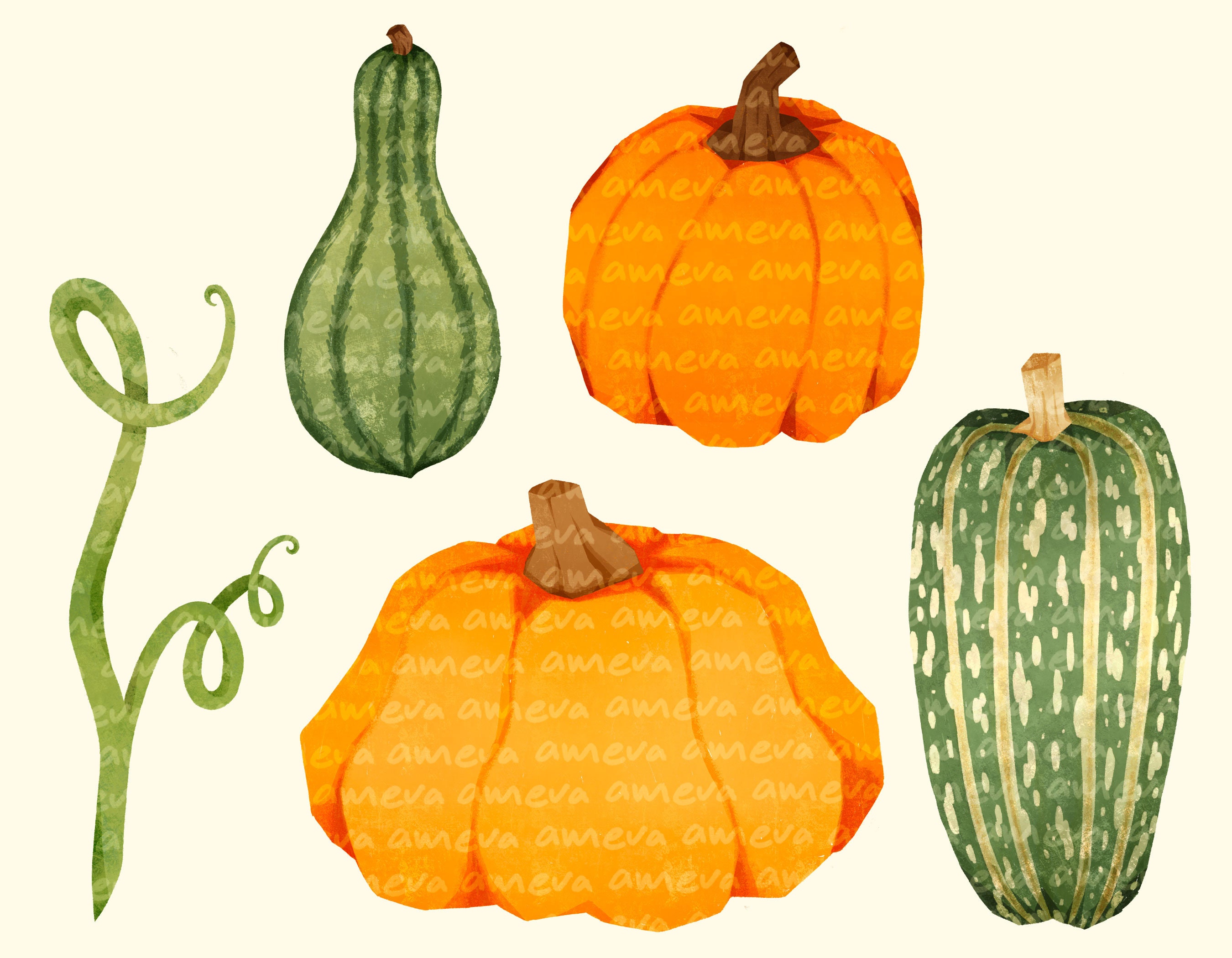 Pumpkin Clipart Fall Pumpkins PNG Files Pumpkin Season Bundle Autumn ...