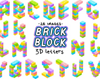 Brick Block 3D Letters Clipart Plastic Building Bricks Alphabet PNG ...