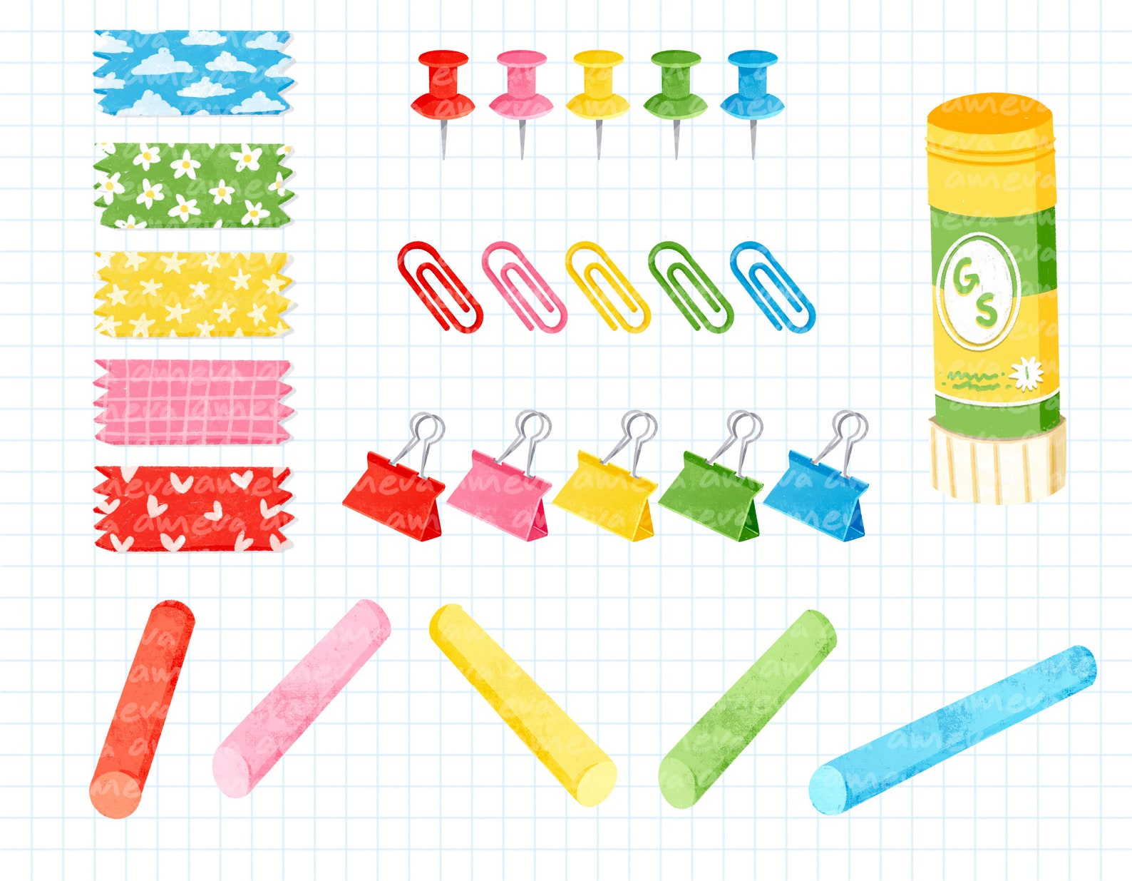 Back to School Supplies Clipart School Teacher Clip Art Set Rainbow ...