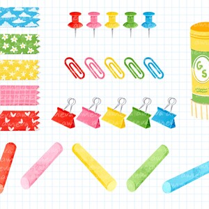 Back to School Supplies Clipart School Teacher Clip Art Set Rainbow ...
