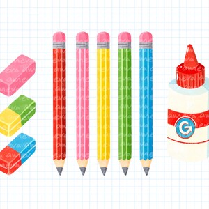 Back to School Supplies Clipart School Teacher Clip Art Set Rainbow ...