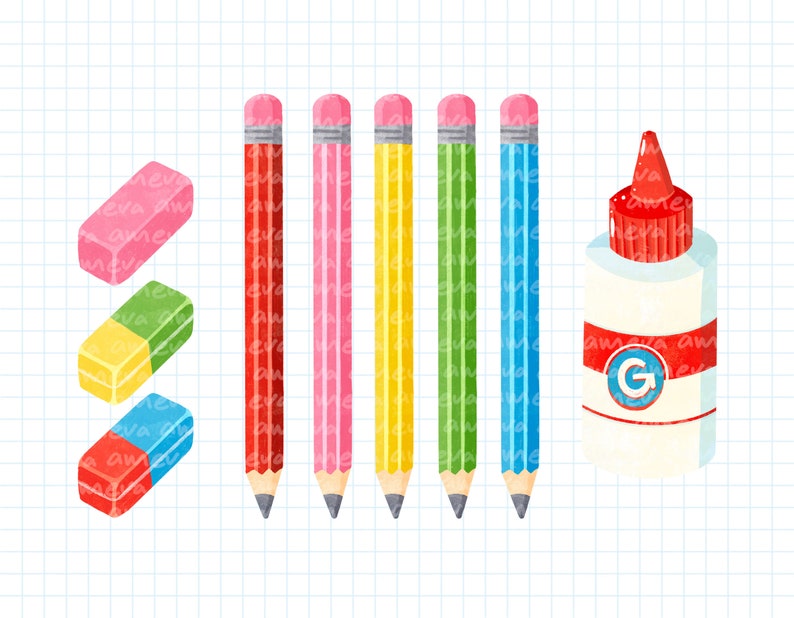Back to School Supplies Clipart School Teacher Clip Art Set Rainbow ...