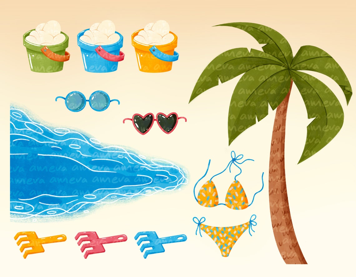 Summer Clipart Digital Download Tropical Beach Vacation Bundle - Etsy