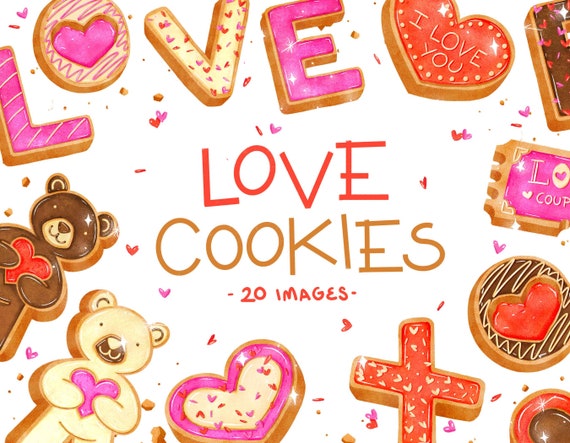 Valentine's Day Cookie Clipart Love Sugar Cookies | Etsy
