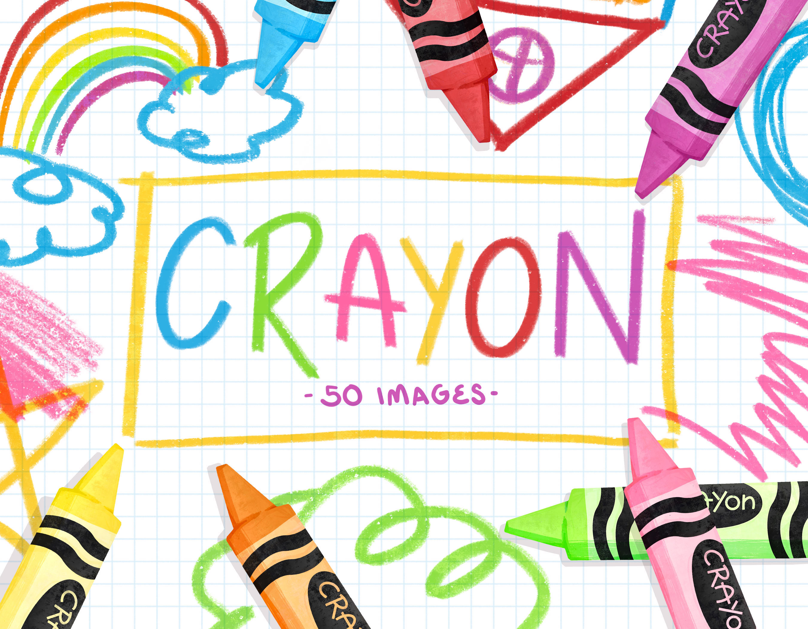 Coloring Crayons Clip Art Set Rainbow Crayons Watercolor Clipart Art ...