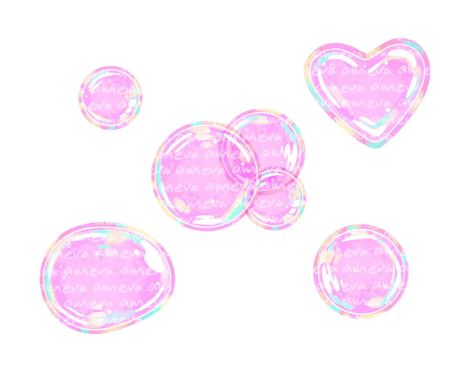 Blowing Pink Bubbles Clipart PNG Commercial Use Love Heart Bubble ...