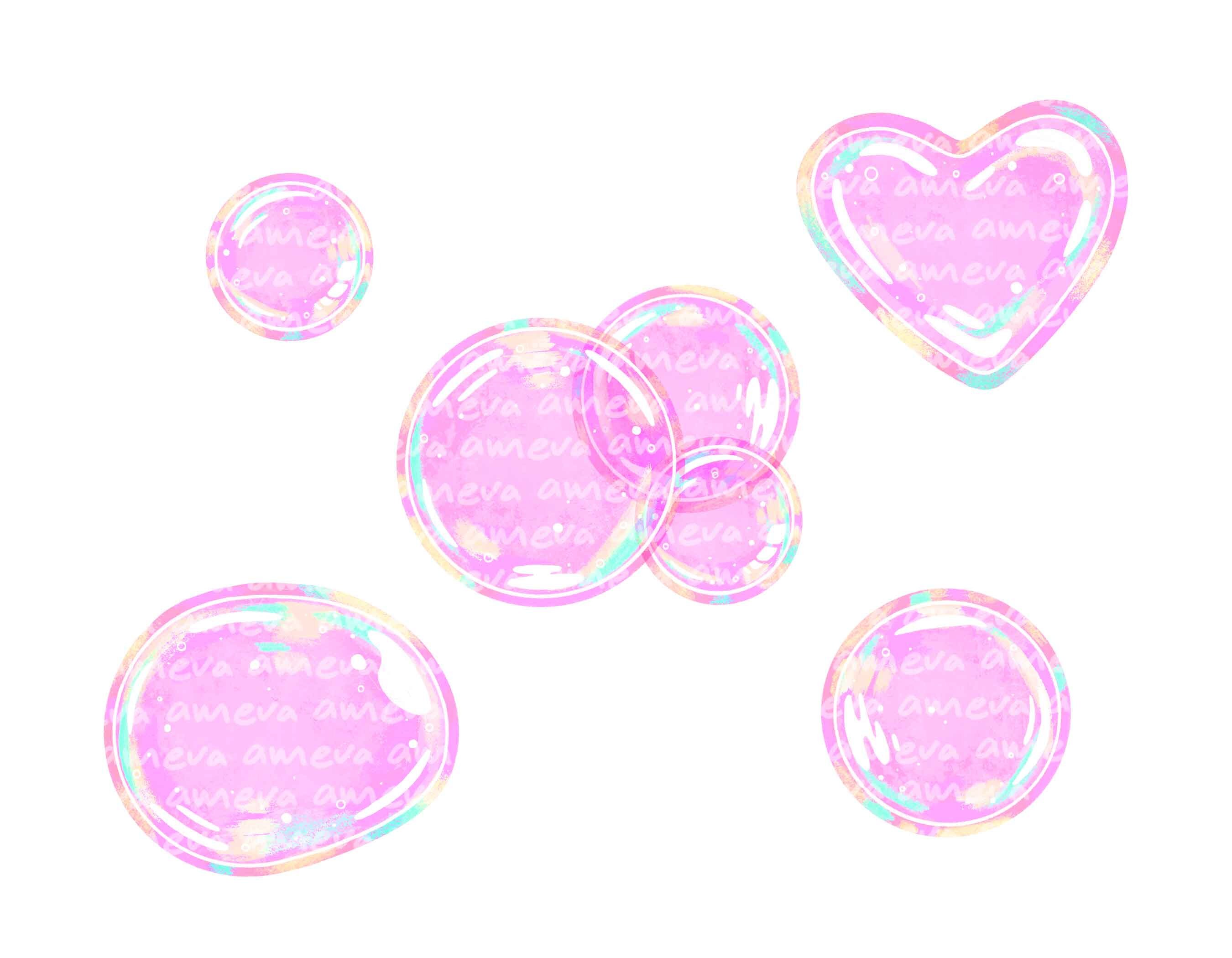 Blowing Pink Bubbles Clipart PNG Commercial Use Love Heart Bubble ...