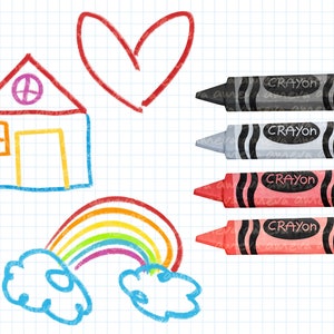 Coloring Crayons Clip Art Set Rainbow Crayons Watercolor Clipart Art ...
