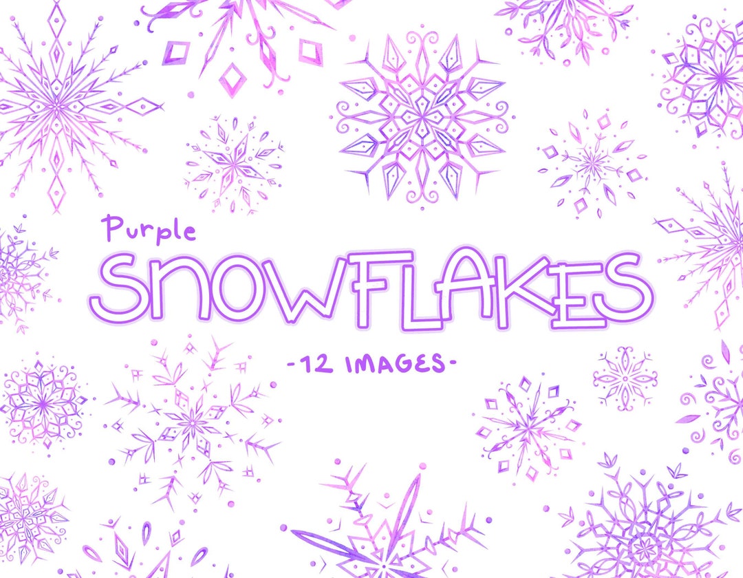 Purple Snowflakes Clip Art Snowy Christmas Winter Clipart Bundle ...