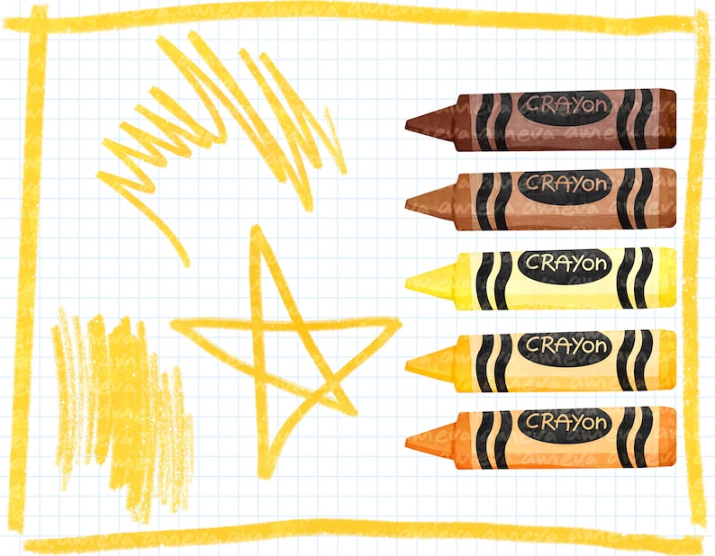 Coloring Crayons Clip Art Set Rainbow Crayons Watercolor Clipart Art ...