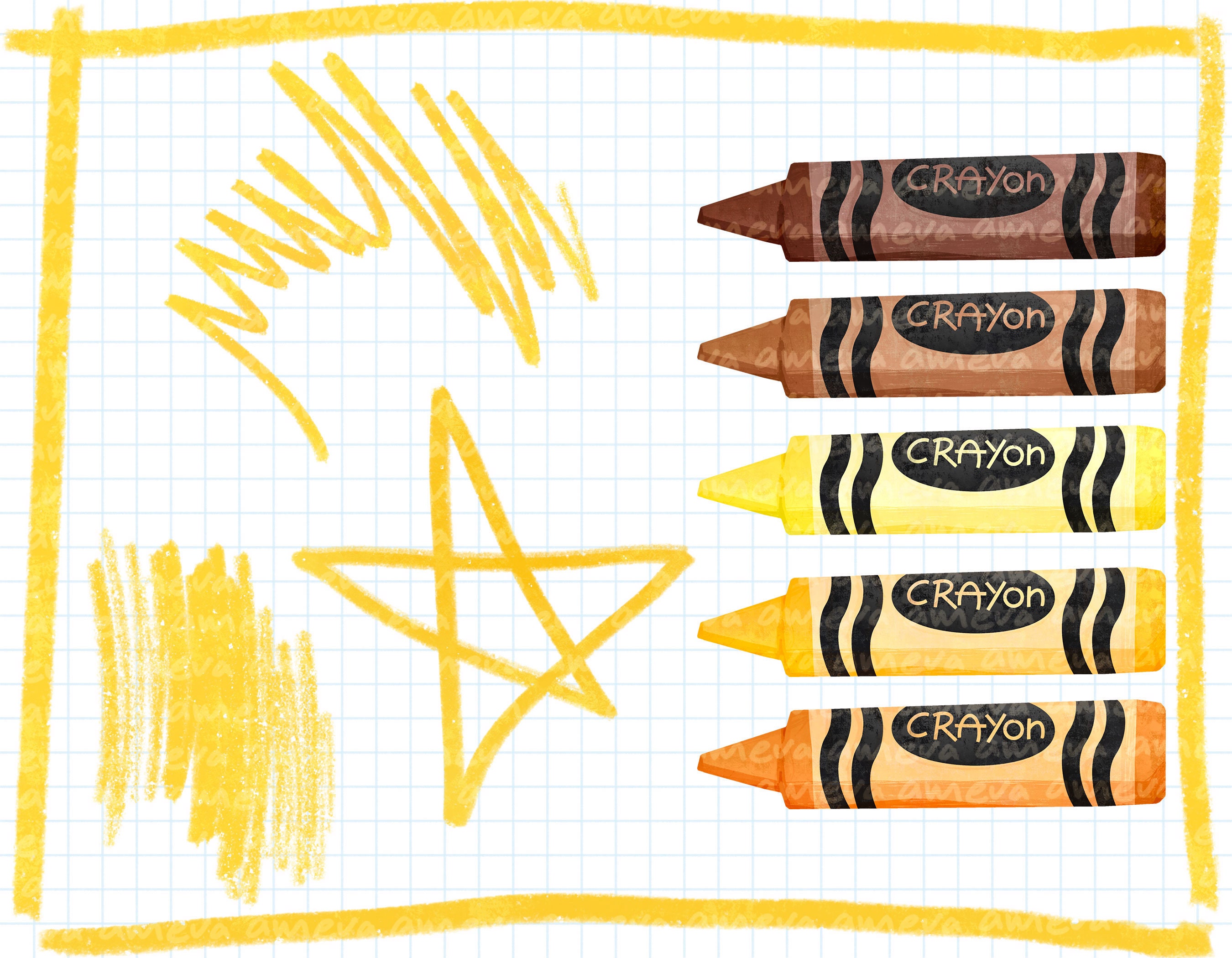 Coloring Crayons Clip Art Set Rainbow Crayons Watercolor Clipart Art ...