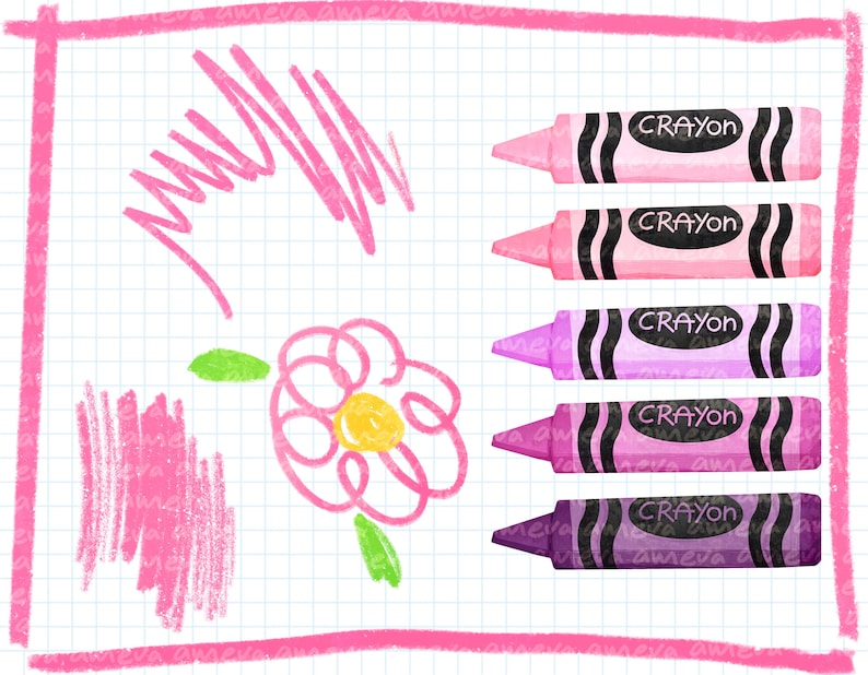 Coloring Crayons Clip Art Set Rainbow Crayons Watercolor Clipart Art ...