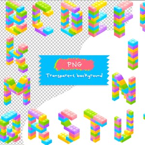 Pastel Brick Block 3D Letters Clipart Plastic Building Bricks Alphabet ...