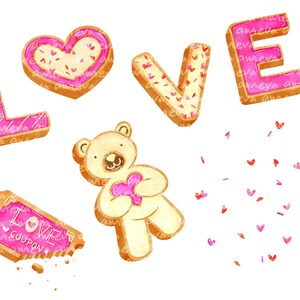 Valentine's Day Cookie Clipart Love Sugar Cookies Valentines PNG Files ...