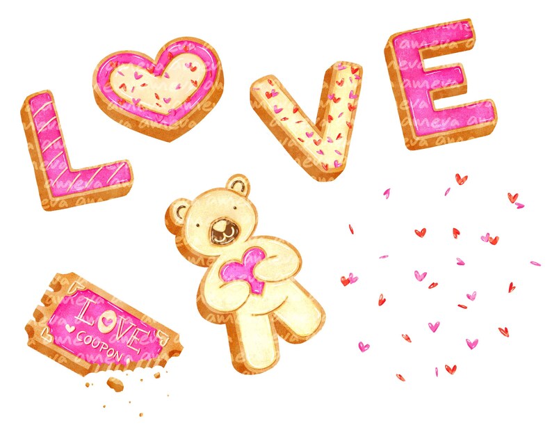 Valentine's Day Cookie Clipart Love Sugar Cookies Valentines PNG Files ...