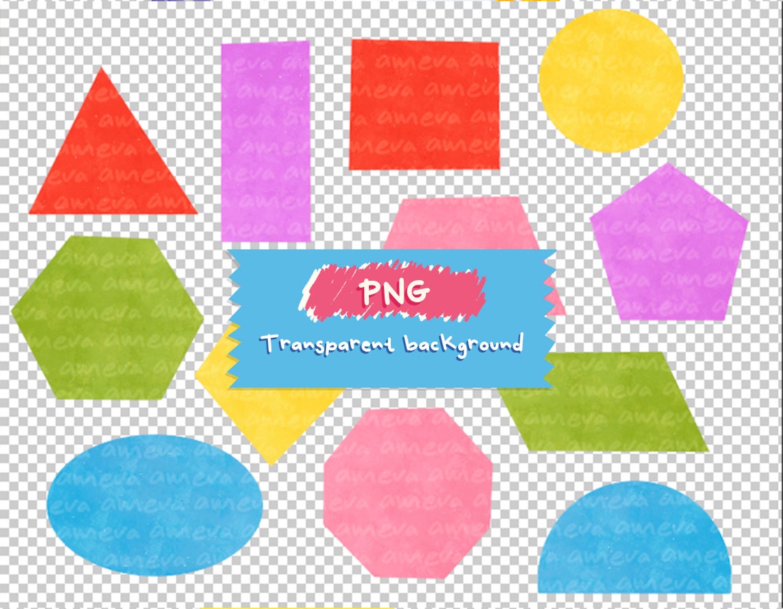 Rainbow 2D Shapes Digital Download Circle Rectangle Triangle Square ...