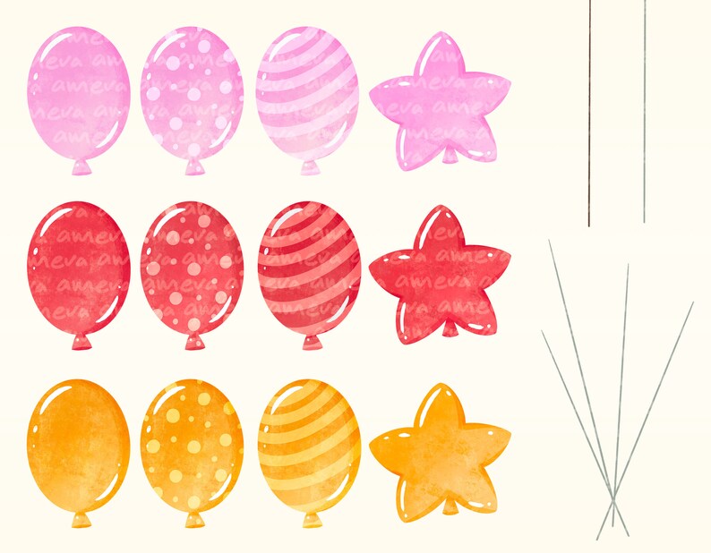 Birthday Party Balloons Clipart Colorful Party Commercial Use PNG Files ...