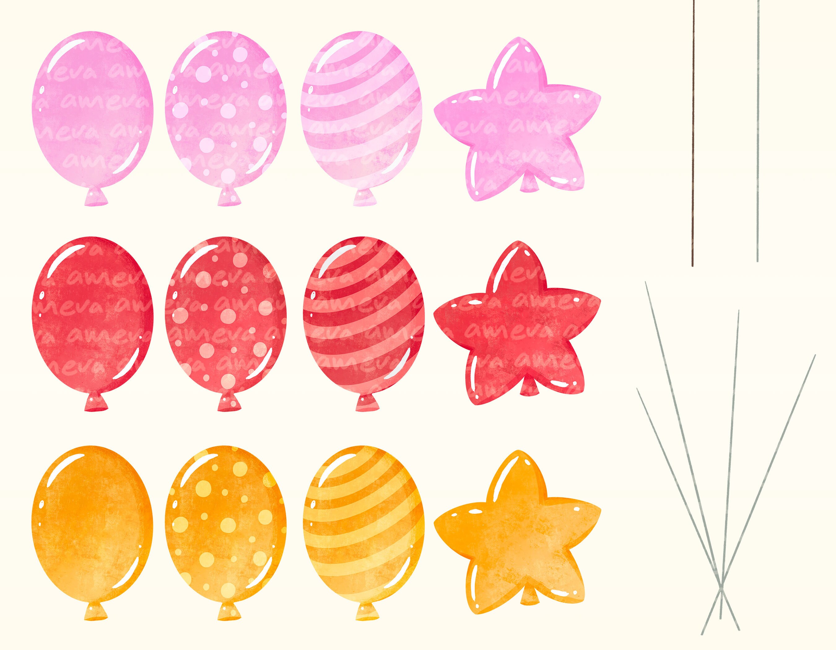 Birthday Party Balloons Clipart Colorful Party Commercial Use PNG Files ...