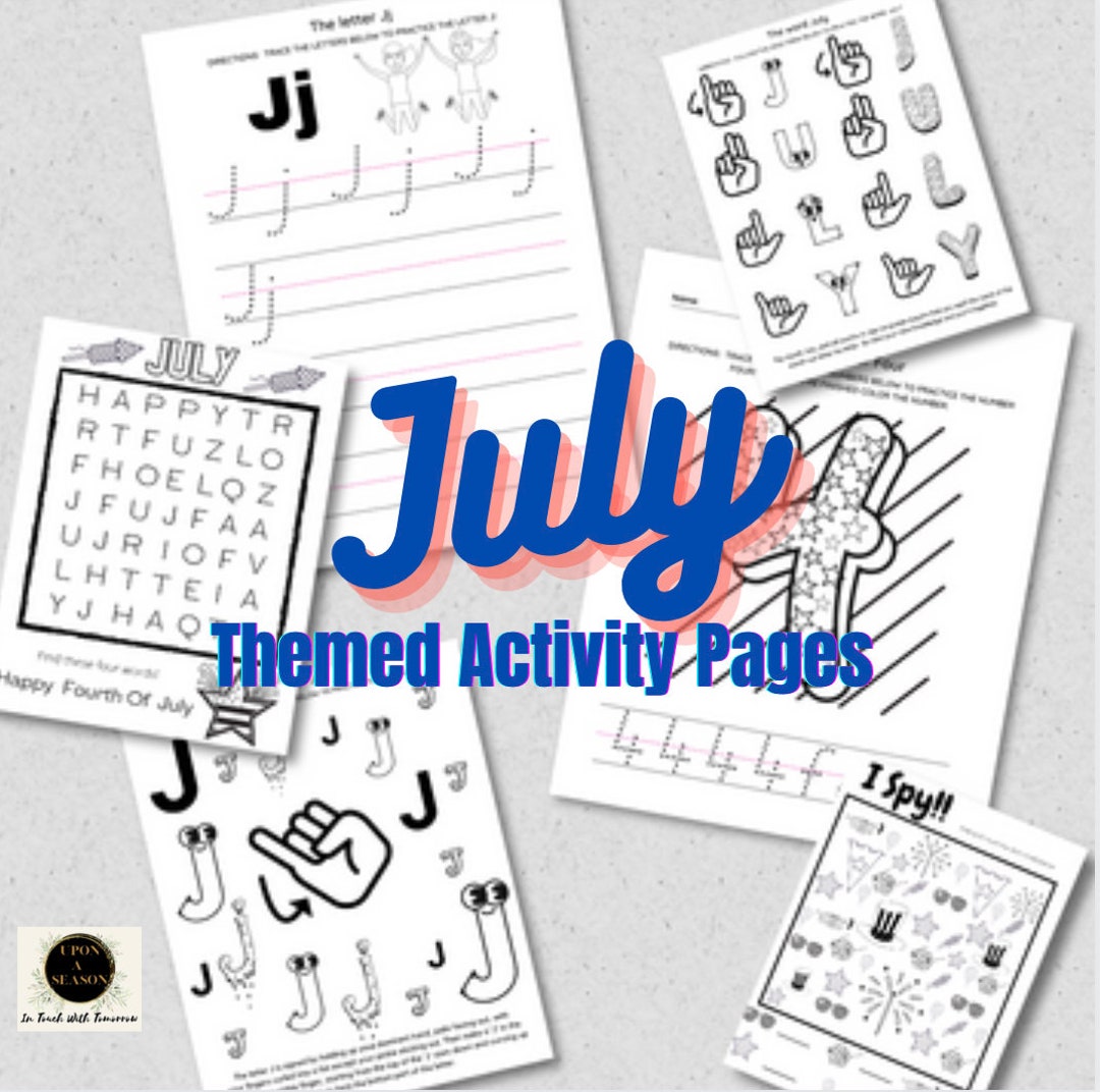 July Themed Activity Sheets - Etsy