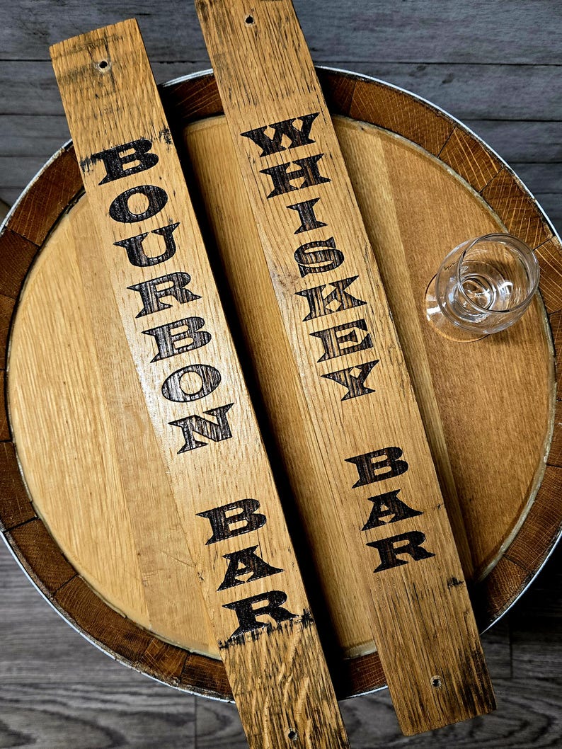 Bourbon Barrel Stave Bar Sign - Etsy