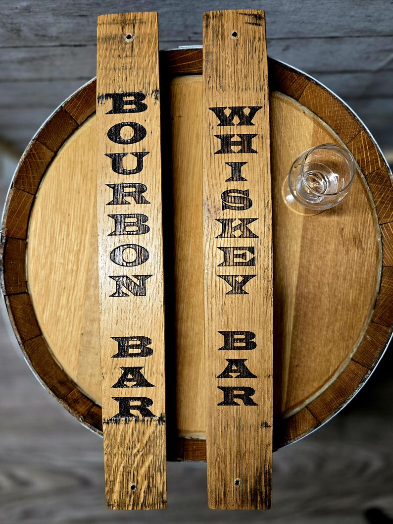 Bourbon Barrel Stave Bar Sign - Etsy