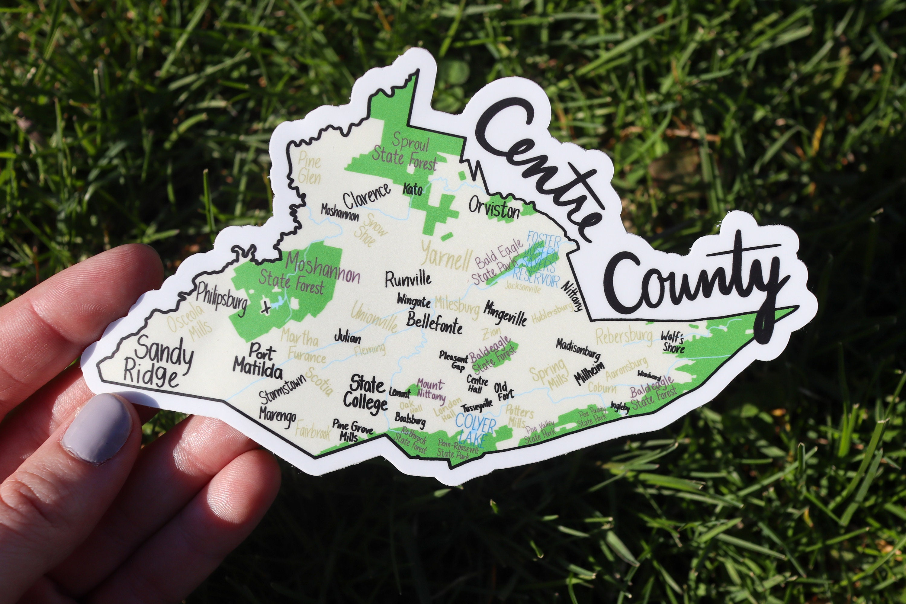 Centre County Map Sticker - Etsy