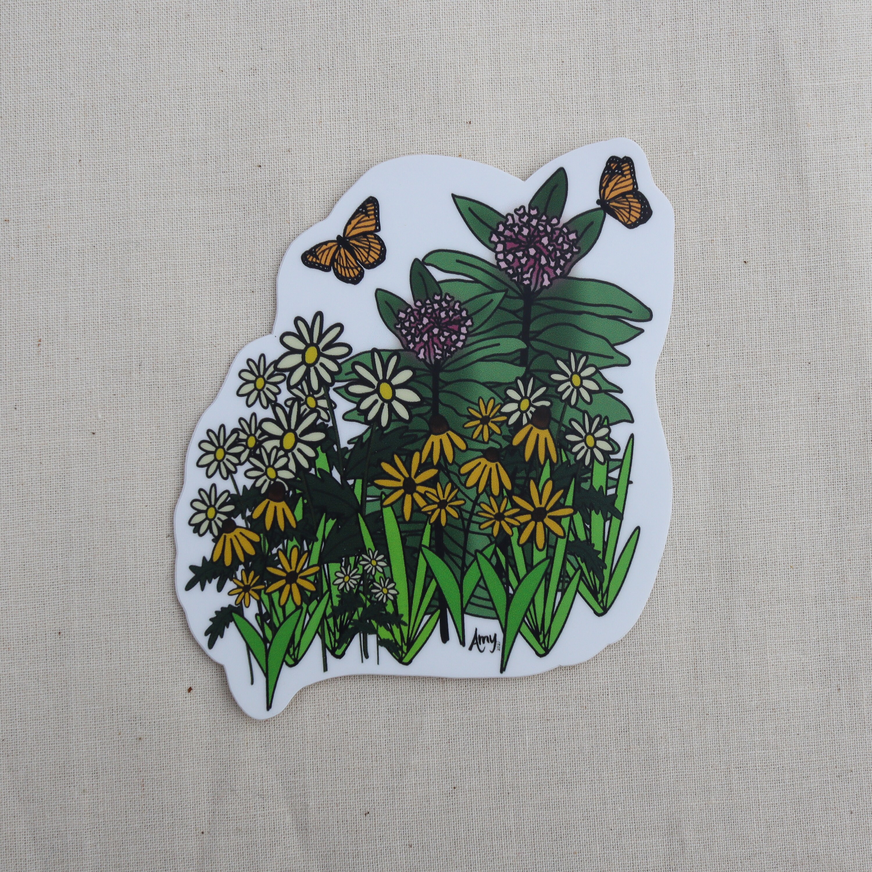 Daisy Floral Butterfly Wildflower Sticker - Etsy
