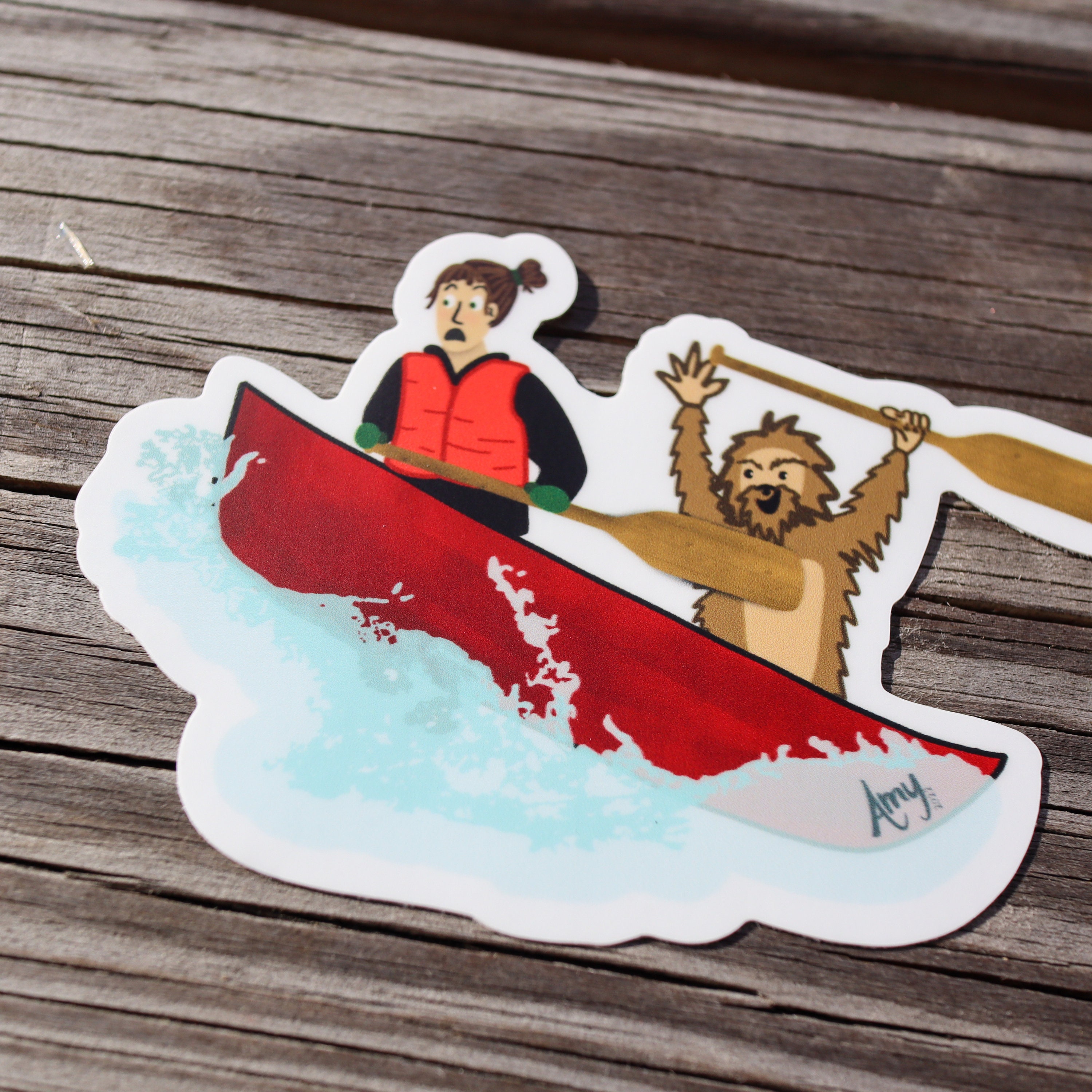 Canoe River Ride With Sasquatch Sticker - Etsy