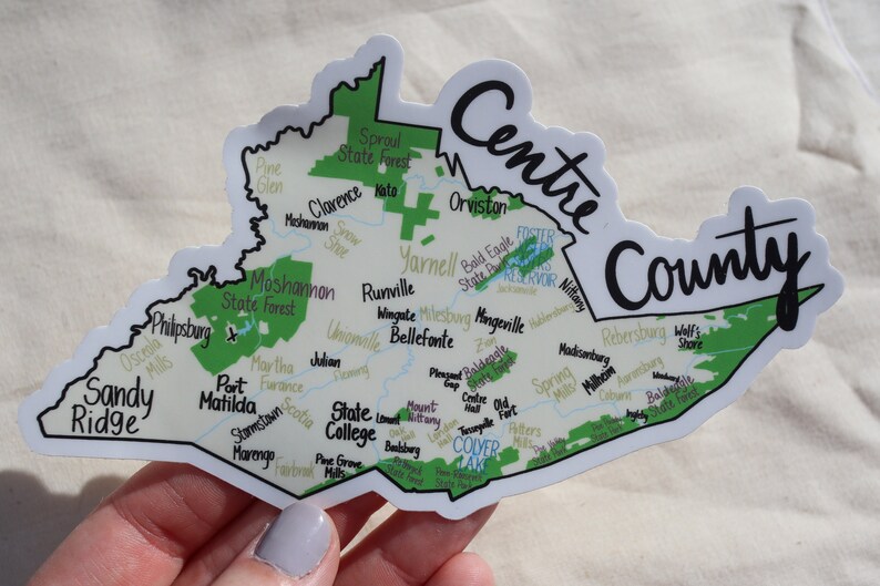 Centre County Map Sticker - Etsy