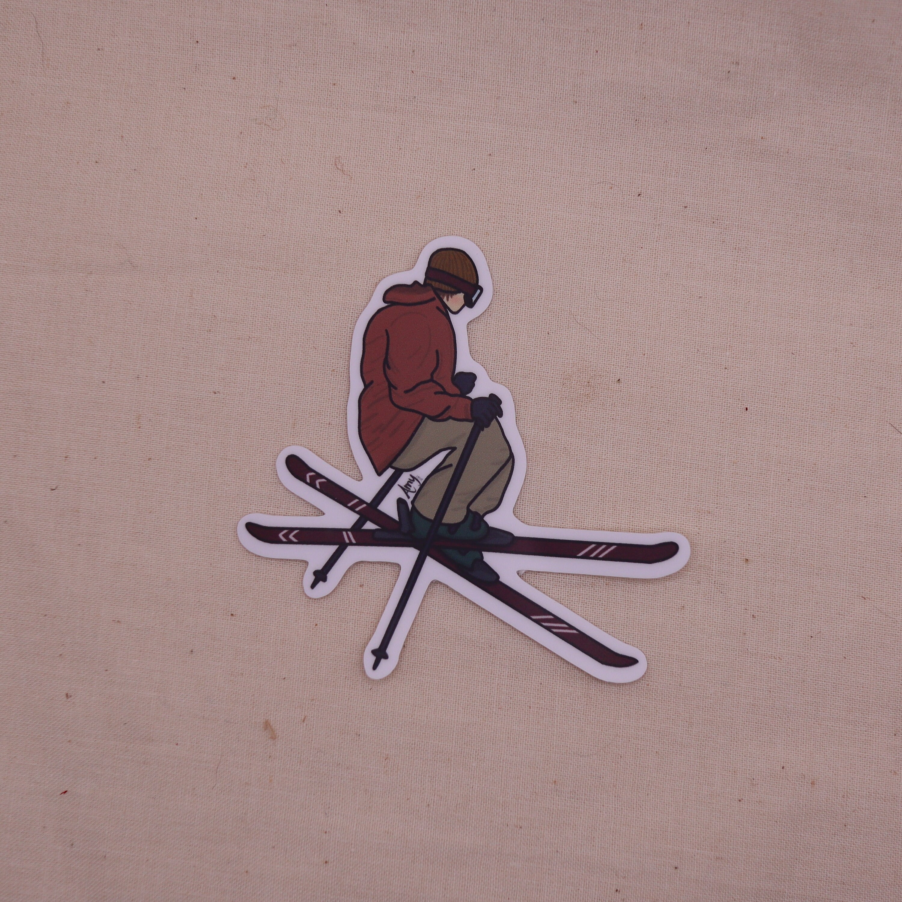 Skier Cross Jump Sticker - Etsy
