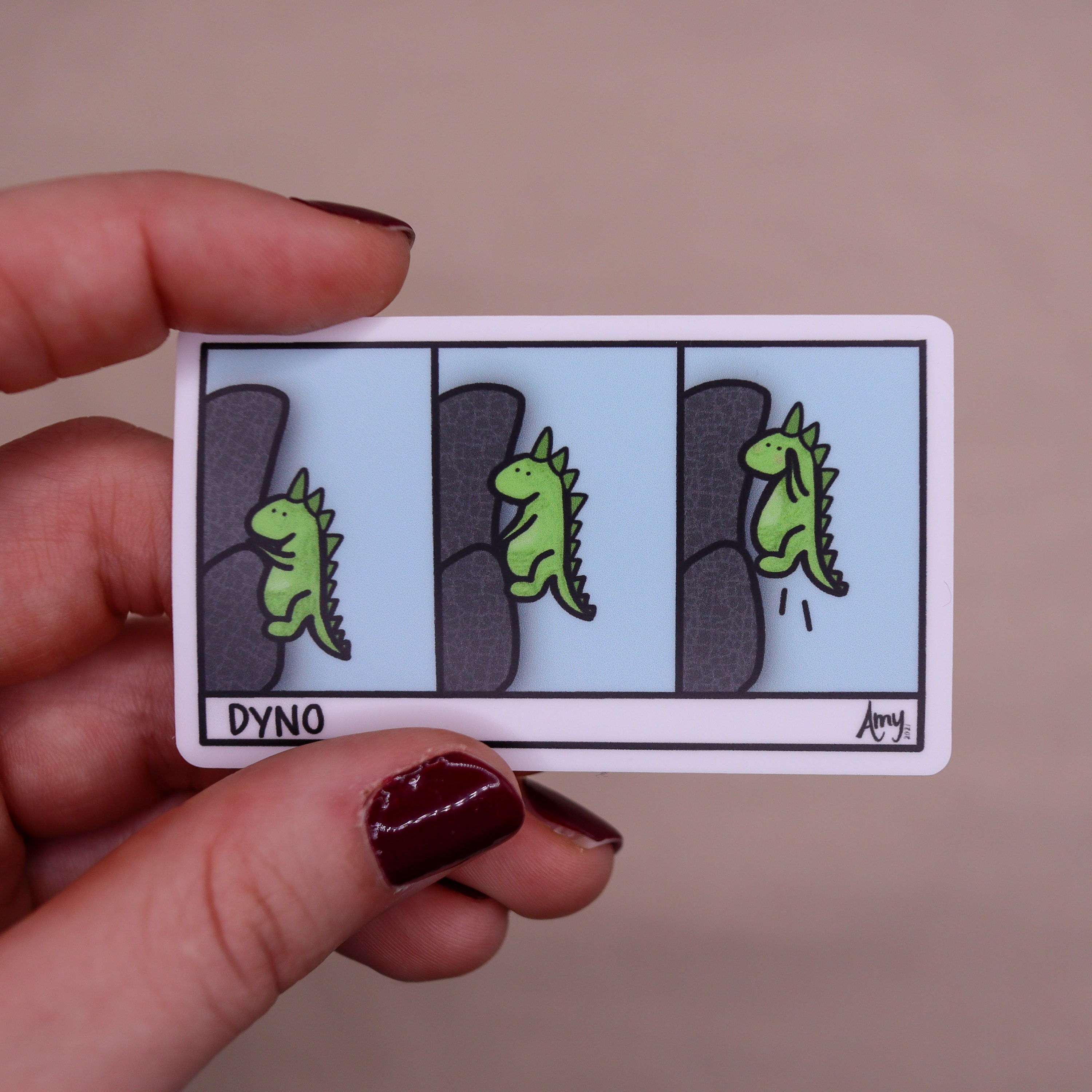 Dinosaur Climbing Dyno Comic Sticker - Etsy