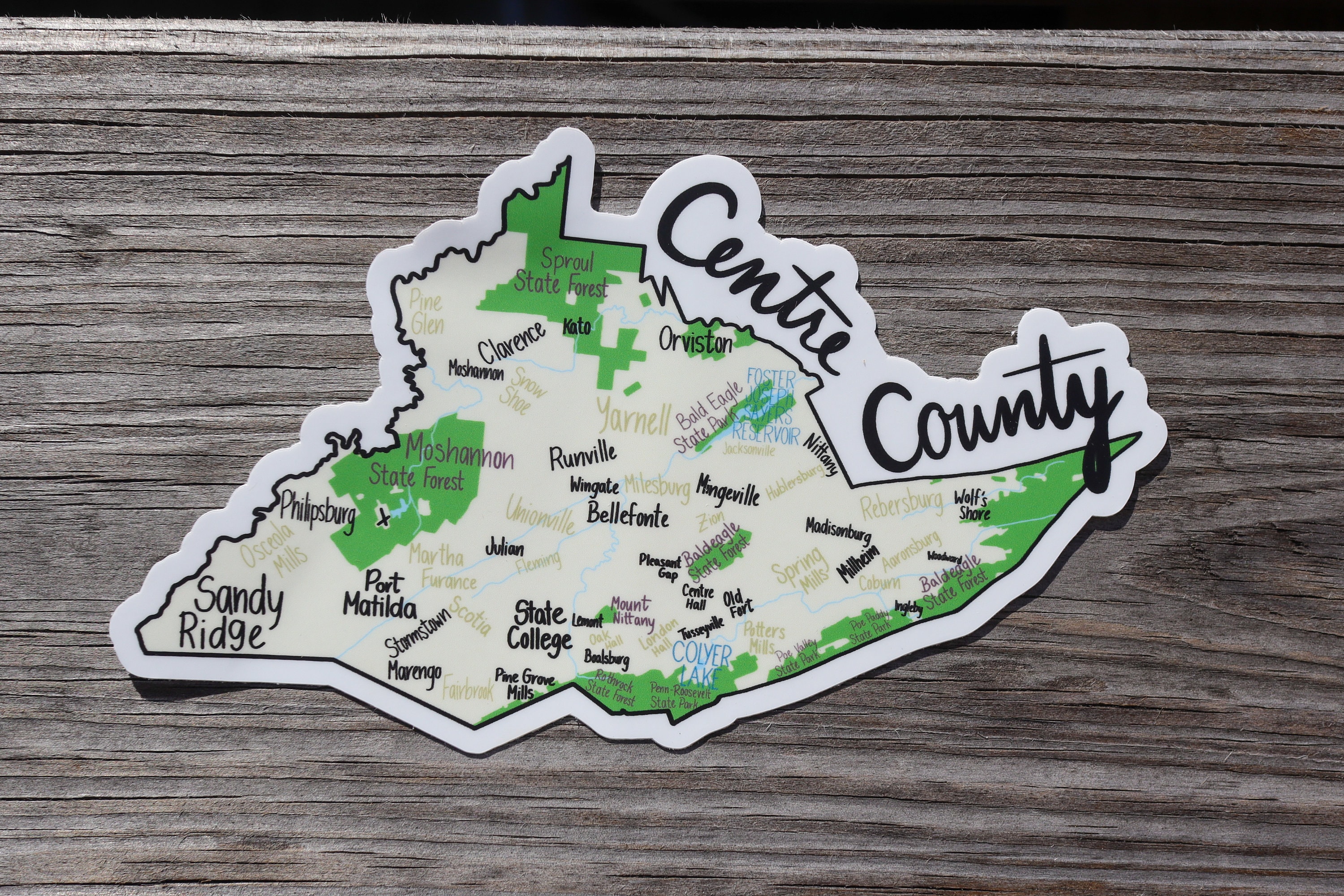 Centre County Map Sticker - Etsy