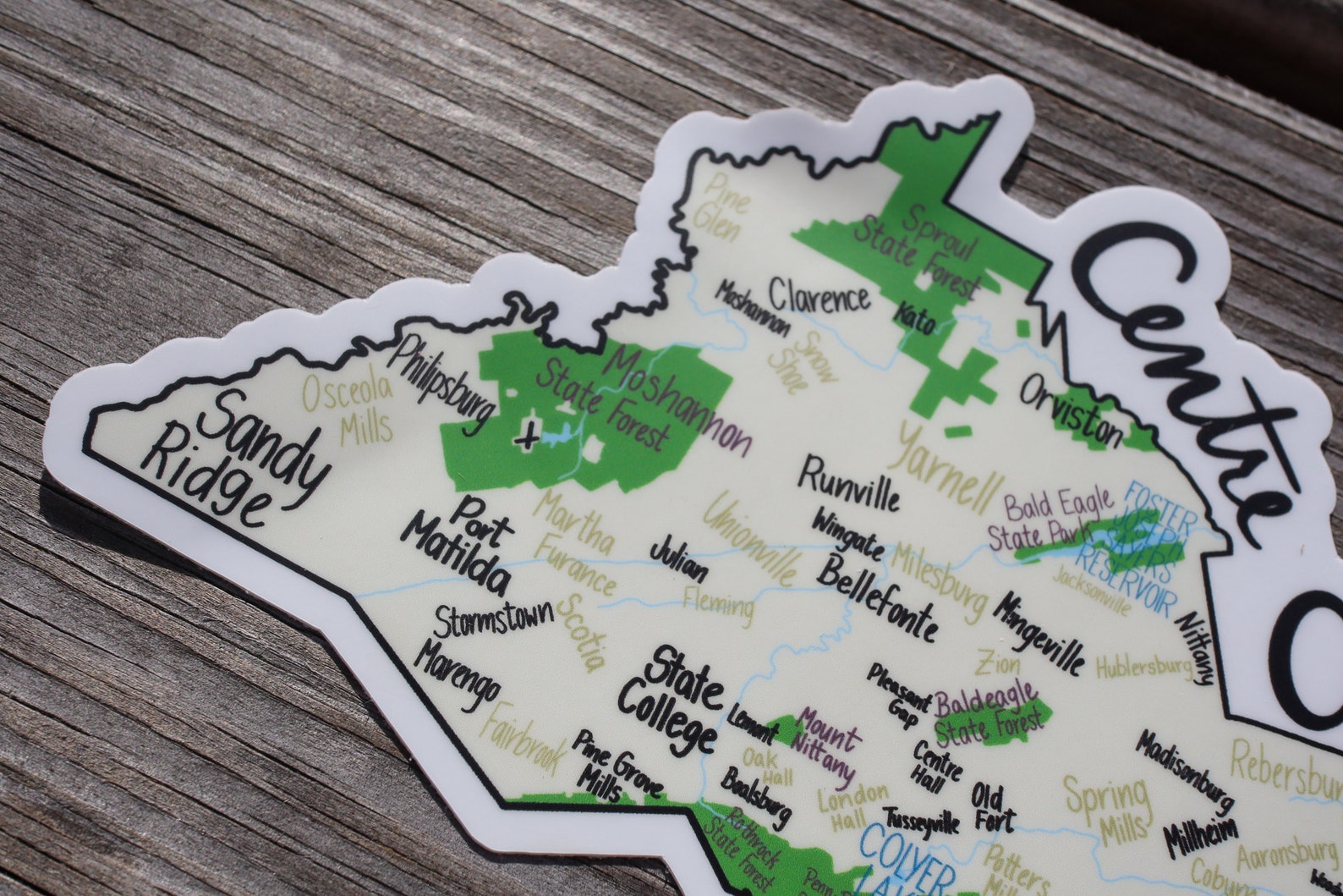 Centre County Map Sticker - Etsy