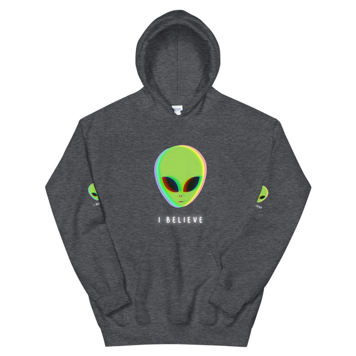 ALIEN Unisex Hoodie. Green Alien. Graphics on Sleeves. I | Etsy