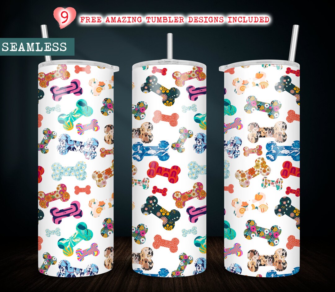 Dog Bone PNG Wrap 20oz Skinny Sublimation Straight & Tapered - Etsy